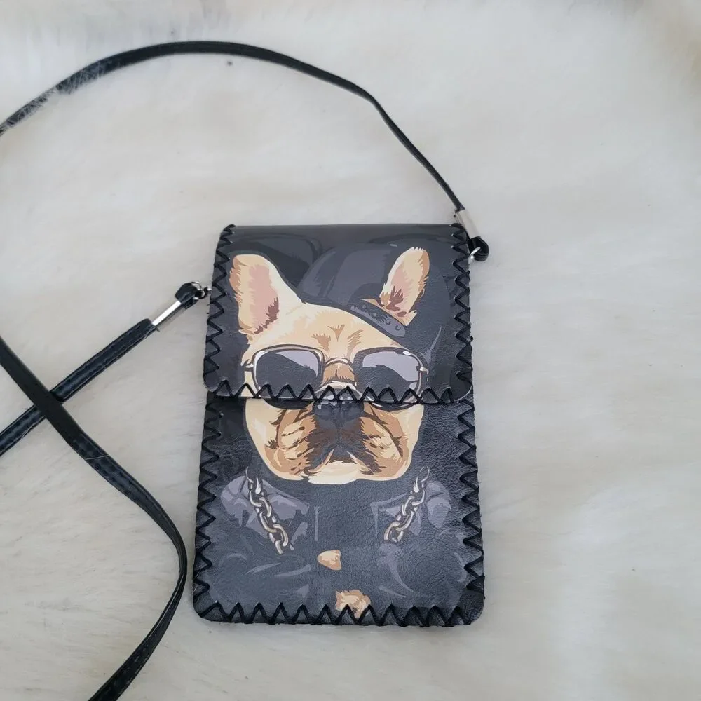unbranded | Bags | Faux Leather French Bulldog Cell Phone Crossbody Bag ...